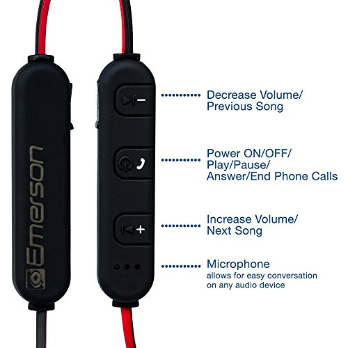 Emerson Wireless In-Ear Sweat Proof Bluetooth Earbuds Headphones with Universal Mic and Remote and Magnetic attraction ER106002