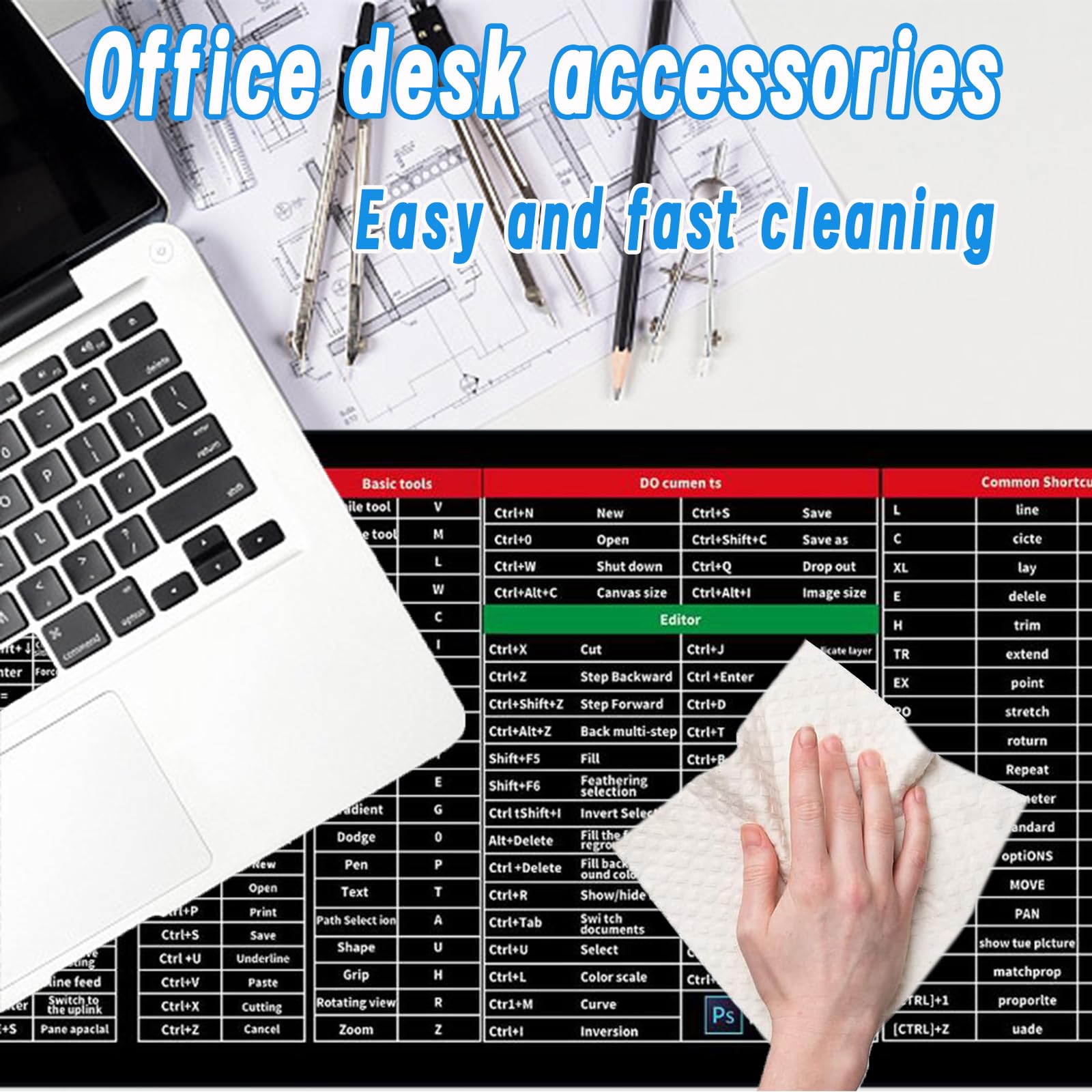 AGSIXZLAN Anti Slip Keyboard Pad with Shortcuts-Keyboard Pad with Wrist Support - 31.5x11.8 Inch for Office & School Supplies,Upgraded Extended Large Mouse Pads-Enhance Efficiency and Comfort