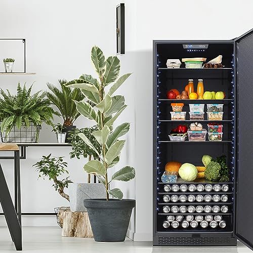 DUURA Elite DE210FRGWB Refrigerator Single Zone Freestanding Fridge for Pantry, Garage, House, Kitchen Use with Adjustable Glass Shelves and Blue LED Lighting, 29.5-Inch, Black