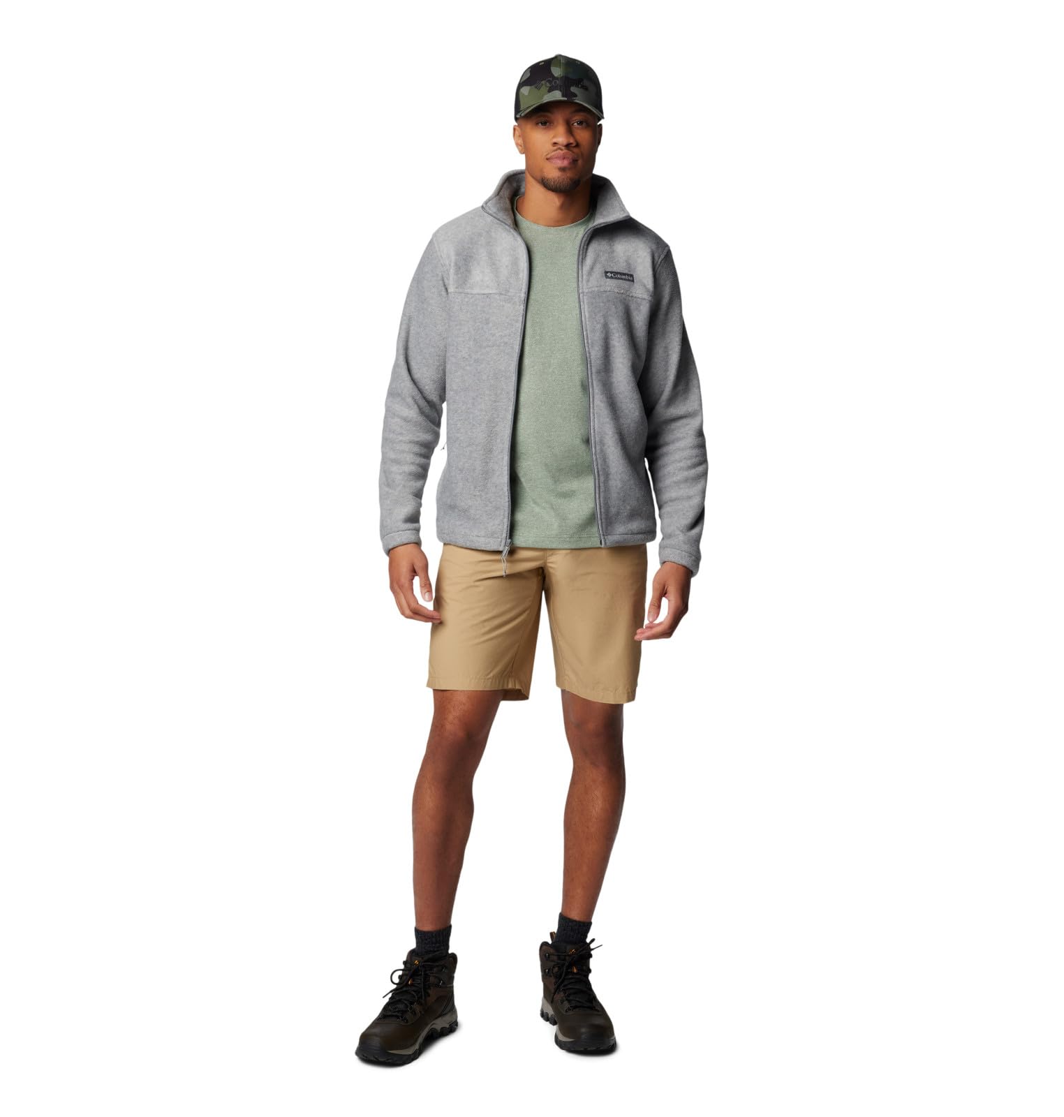Columbia Men's Steens Mountain 2.0 Full Zip Fleece Jacket, Light Grey Heather, Medium