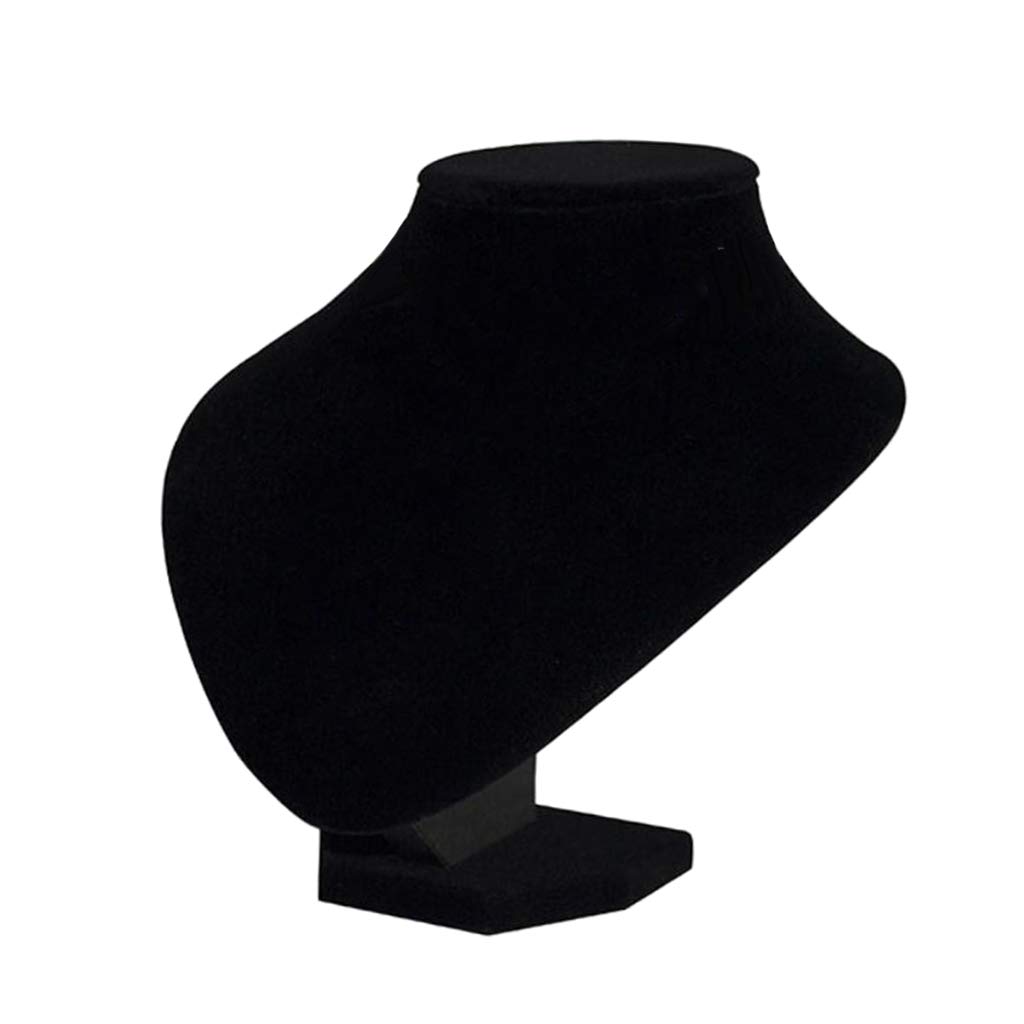 Homyl Black Velvet Wooden Necklace Display Bust Stand Mannequin - Jewelry Holder for Necklaces Chain, Choker, Pendant - 20x20x17cm