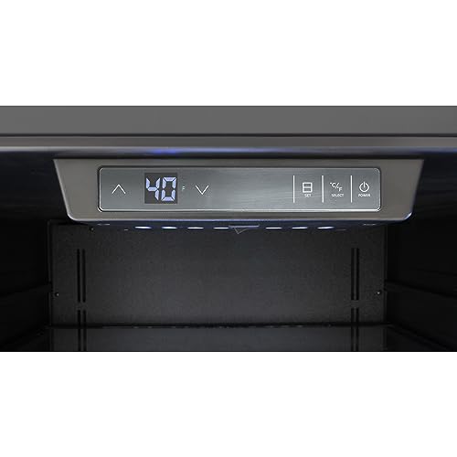 DUURA Elite DE210FRGWB Refrigerator Single Zone Freestanding Fridge for Pantry, Garage, House, Kitchen Use with Adjustable Glass Shelves and Blue LED Lighting, 29.5-Inch, Black