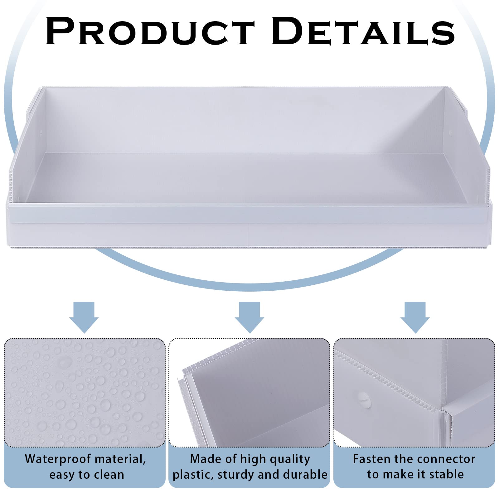 Geelin 2 Pack 26" x 13.5" Corrugated Plastic Cage Liners Base 1 x 2 Panel Size Guinea Pig Cage Liner for Guinea Pigs Hedgehogs Rabbits Applied with C&C Cages, White