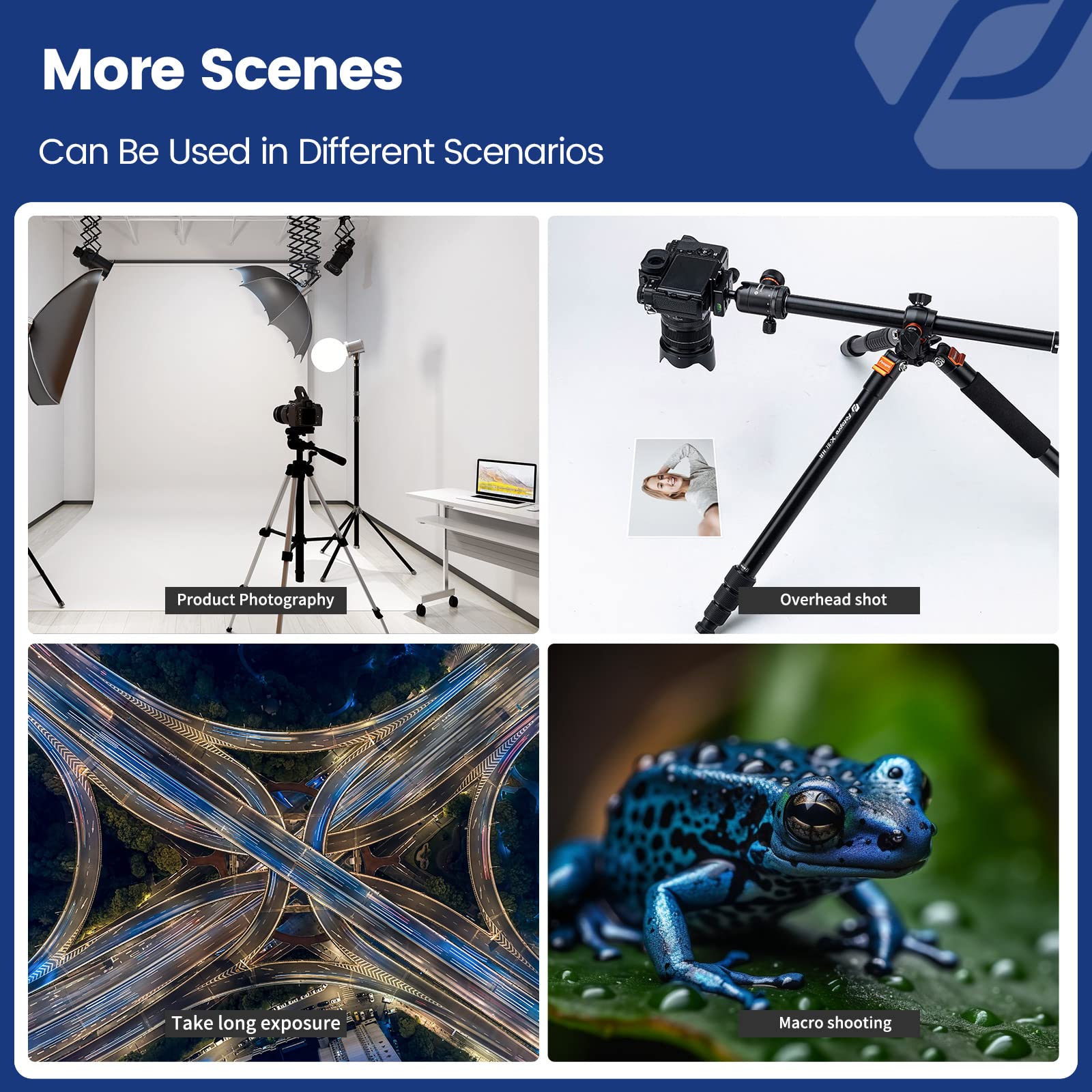 Fotopro 68 inch Camera Tripod Horizontal 360 Tripod Portable Monopod with Ball Head 16KG Load Capacity Quick Release Plate, for Travel and Work