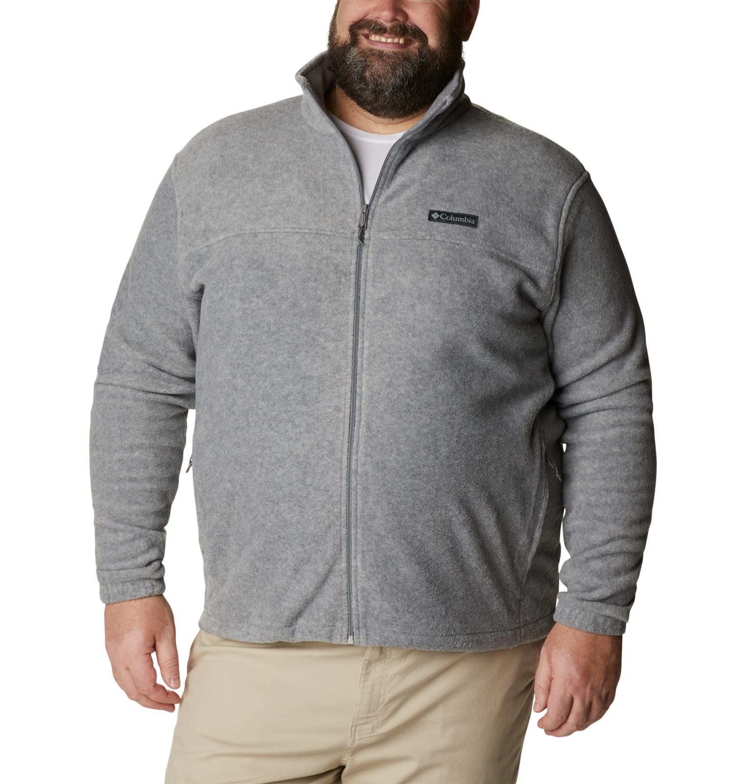 Columbia Men's Steens Mountain 2.0 Full Zip Fleece Jacket, Light Grey Heather, Medium