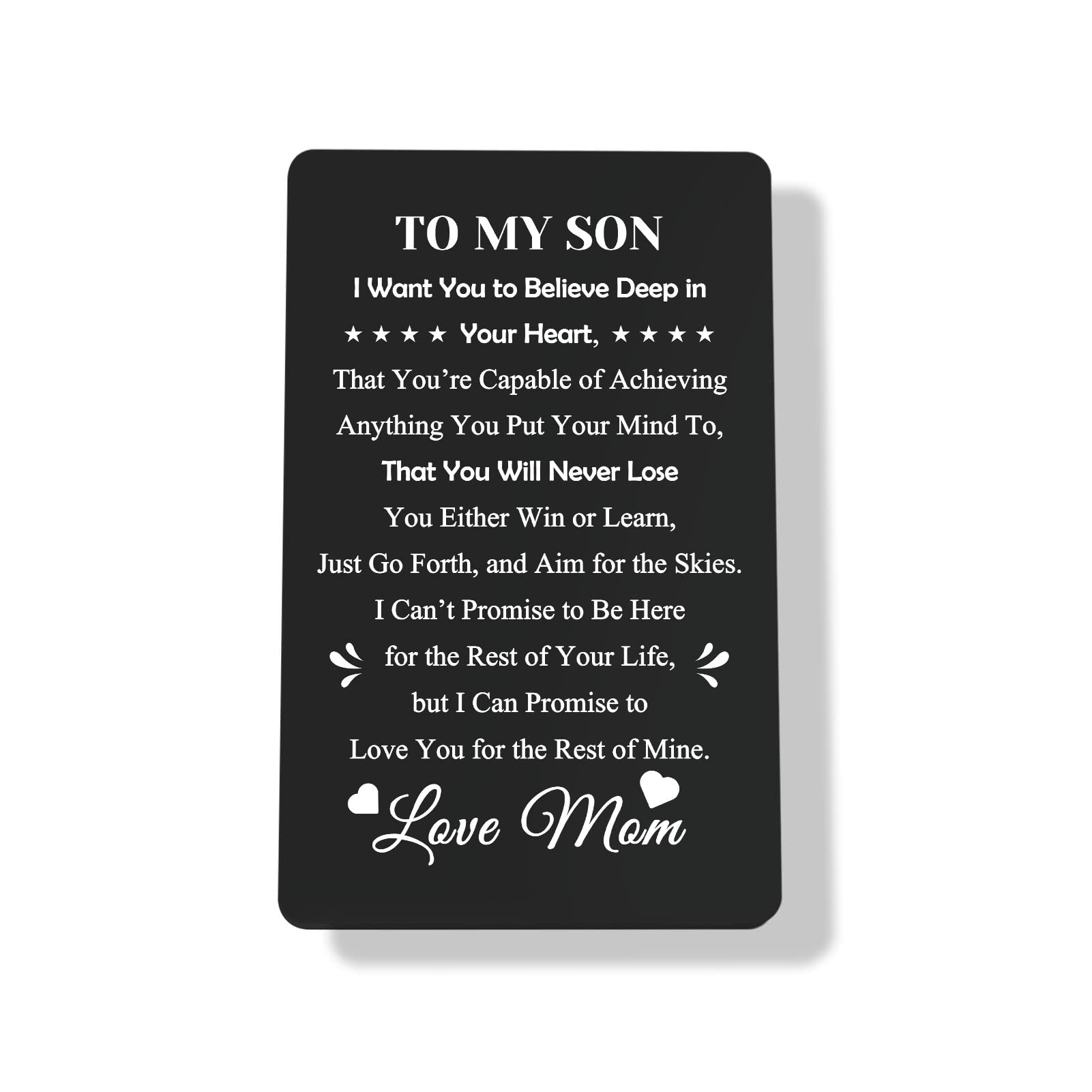 Wallet Insert Card for Son from Mom To My Son Inspirational Gifts Engraved Wallet Card Inserts Inspirational Card Birthday Graduation Wedding Gift Ideas Mom to Son Gifts Son Wallet Card from Mom