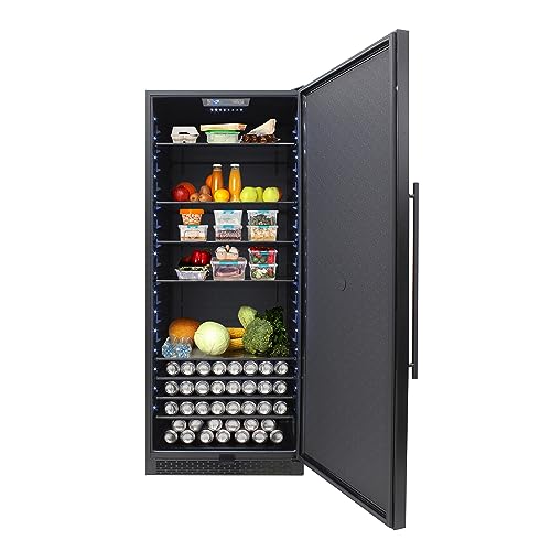 DUURA Elite DE210FRGWB Refrigerator Single Zone Freestanding Fridge for Pantry, Garage, House, Kitchen Use with Adjustable Glass Shelves and Blue LED Lighting, 29.5-Inch, Black