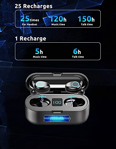 VOLT PLUS TECH Wireless V5.0 Bluetooth Earbuds for Samsung Galaxy S20/FE/Ultra/S20+/5G/Fan Edition/Plus with LED Display, Mic and 8D Bass, F9 TWS and IPX7 Waterproof/Sweatproof with 2000mAh PowerBank