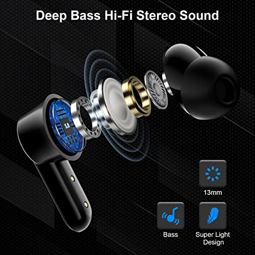 COOYA Wireless Earbuds for iPhone 14 Pro Max 13 11 12 TWS Bluetooth Headphones Bass Noise Canceling in-Ear Headsets with Mic ENC Wireless Gaming Earphone for Samsung S23 S22 Ultra A53 Flip 4 3 S21 A13