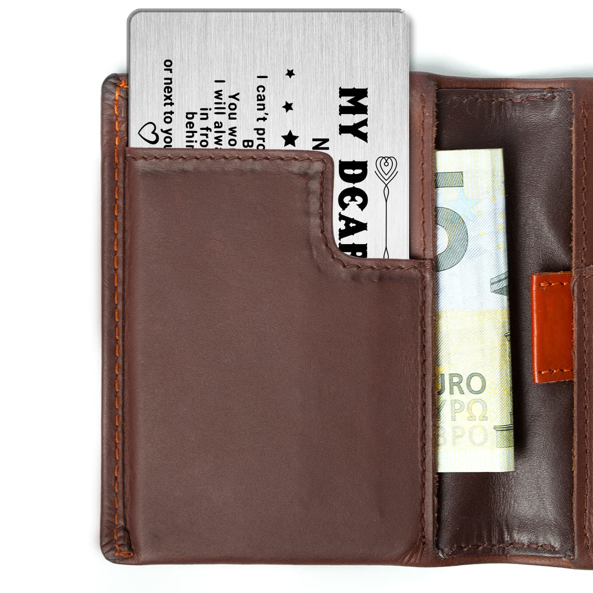 Son Motivation Wallet Insert Card Gifts from Mom, My Dear Son Engraved Metal Wallet Card Love Note Message Inspirational Birthday Graduation Gift