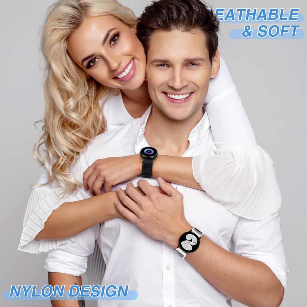 Relting 20mm Nylon Bands Compatible with Samsung Galaxy Watch 4/5/6/4 Classic/5 Pro/6 Classic/Active 2,Garmin Vivoactive 5/Vivoactive 3/Forerunner 245/645/Vivomove HR/Venu/Venu 2 Plus Bands