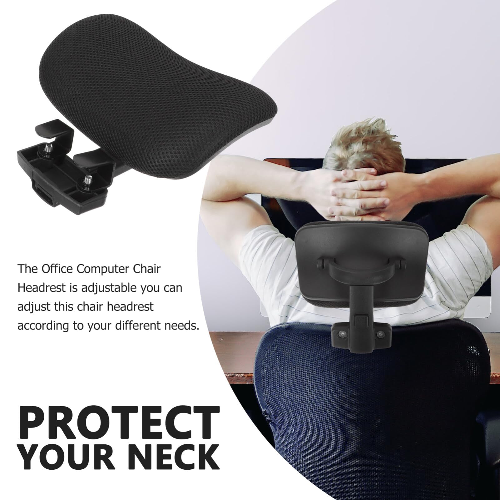 USHOBE Gaming Chair Headrest Attachment Universal Office Chair Headrest Attachment Mesh Computer Chair Head Support Cushion Height Adjustable Head Neck Pillow for Leisure Seat Recliners