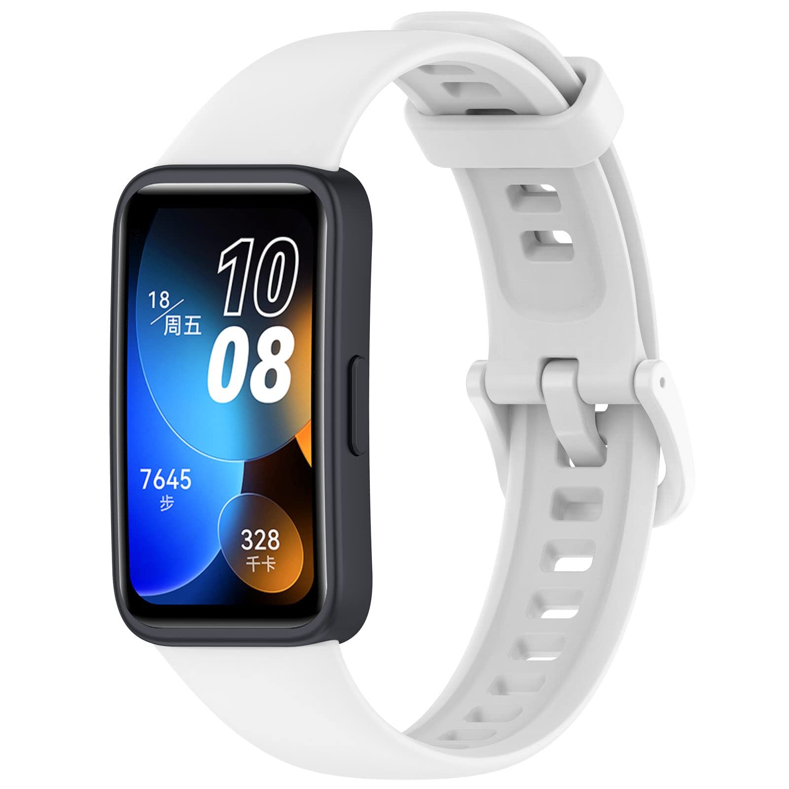 E ECSEM Bands Compatible with Huawei Band 10/9/8 Smartwatch Replacement Silicone Adjustable Bracelet Accessory Strap for Huawei Band 10/9/8 Wristbands W/Metal Buckle