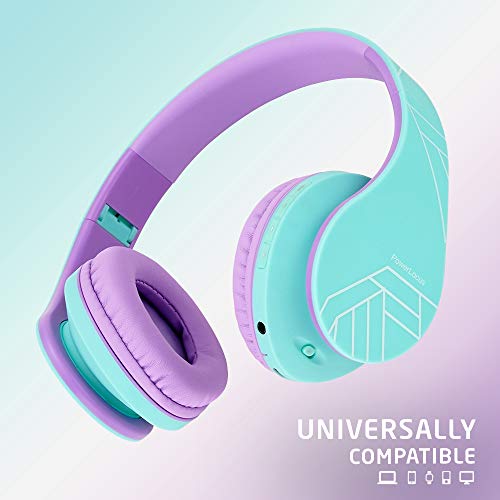 PowerLocus Kids Headphones Over-Ear, Bluetooth Wireless Headphones for Kids,with Microphone, Safe 85DB Volume Limited, Foldable with Carry Case, Audio Cable, Micro SD mode for Online Classes,PC,Phones