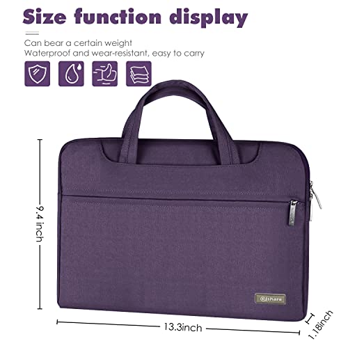 Qishare 13.3 14 inch Laptop Case Laptop Shoulder Bag, Multi-Functional Notebook Sleeve Carrying Case with Strap for Samsung Acer Asus Lenovo Yoga MacBook pro 13 Ultrabook Chromebook(Purple)