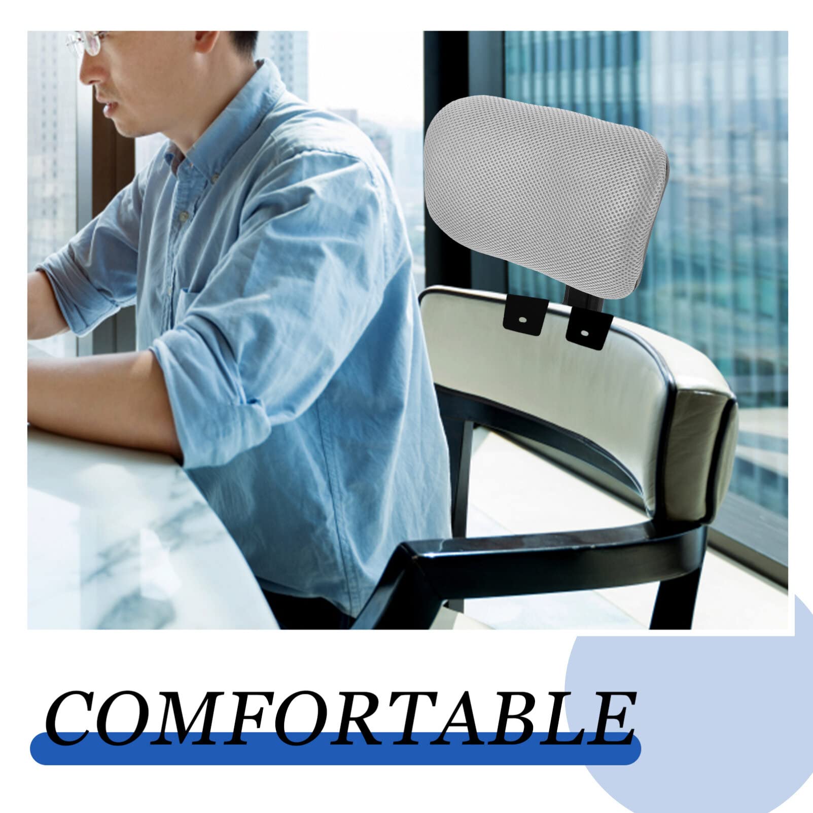 NUOBESTY Head Rest Office Chair Cushion Adjustable Mesh Headrest Attachment Universal Neck Support Cushion for Office Chair(Grey-2.6)