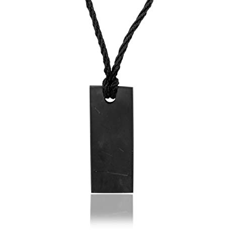 QUANTHOR Shungite Pendant Necklace, Fashionable Accessory for Balance and Calmness Military Tag