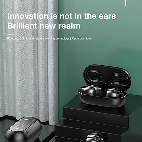 Ear-Clip Bone Conduction Headphones Bluetooth 5.3, Painless Wireless Open Ear Clip on Headphone,Waterproof Mini Sport Running Earring Earphone, Noise Cancelling/HiFi Quality/Long Battery Life