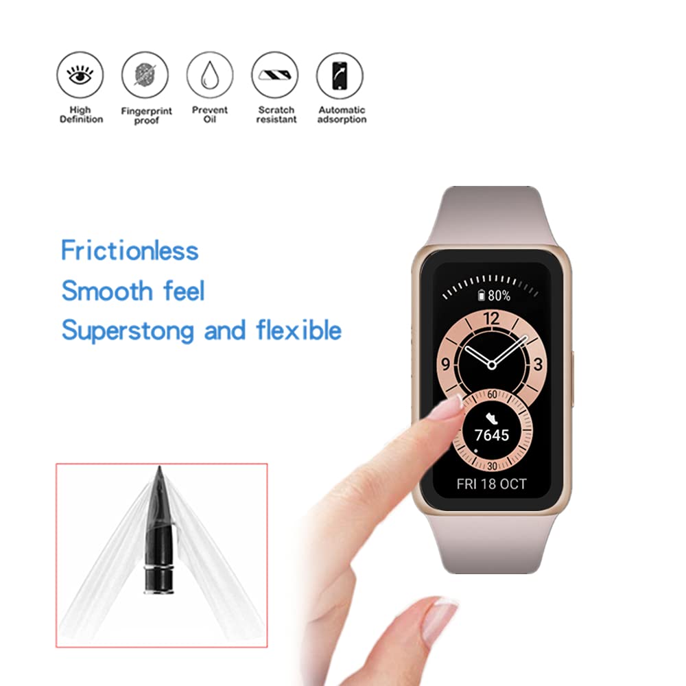 MIHENCE [ 3PCS ] Mihence Compatible for Huawei Band 6 Screen Protector, 3D Full Screen Coverage Case Curved Edge HD Premium Real Screen Protector for Huawei Band 6 Smart Band Fitness Tracker [ TPU ]