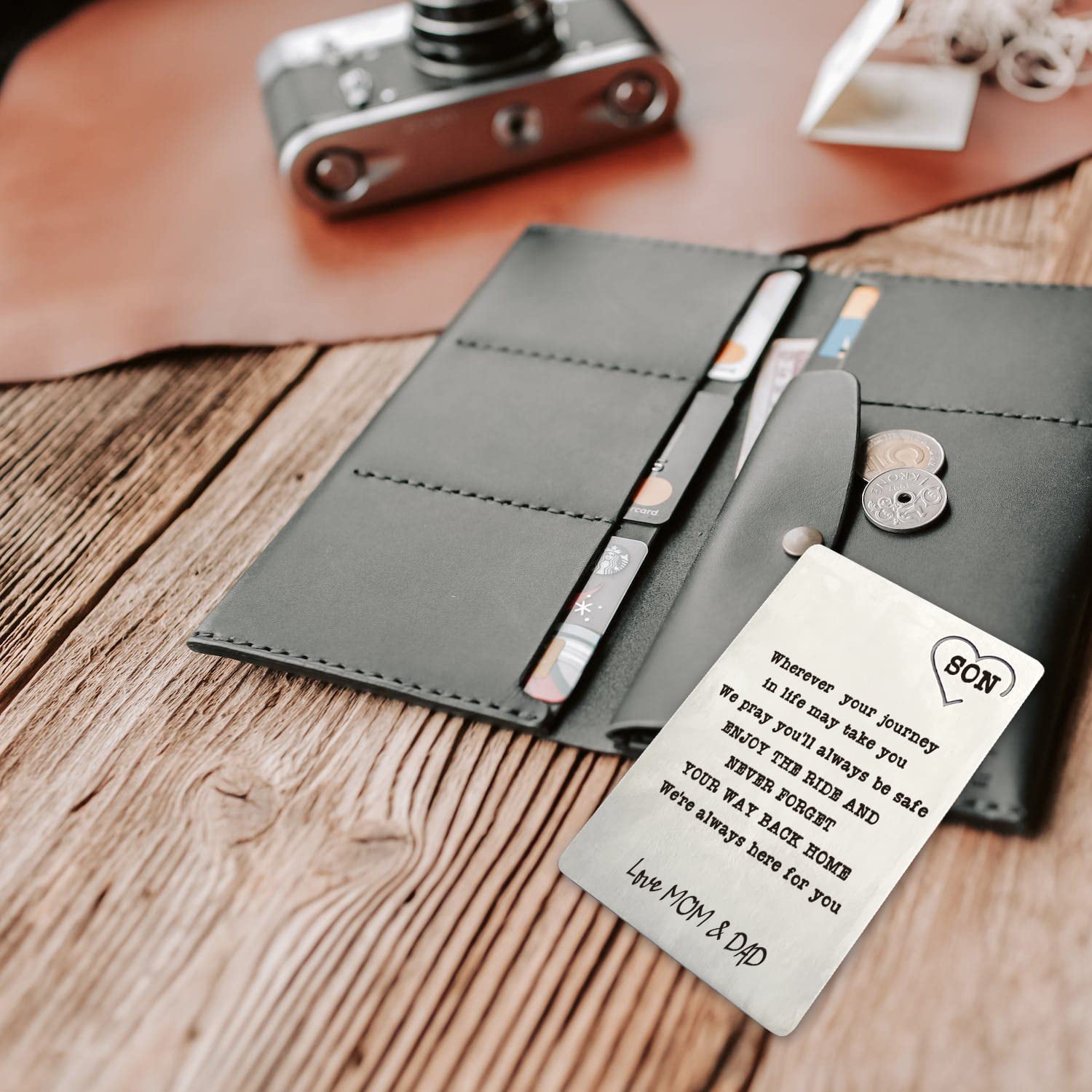 Son Engraved Metal Wallet Card, To Our Son Gifts from Mom and Dad, Engraved Wallet Insert Son, Son Birthday Card, Graduation Gifts
