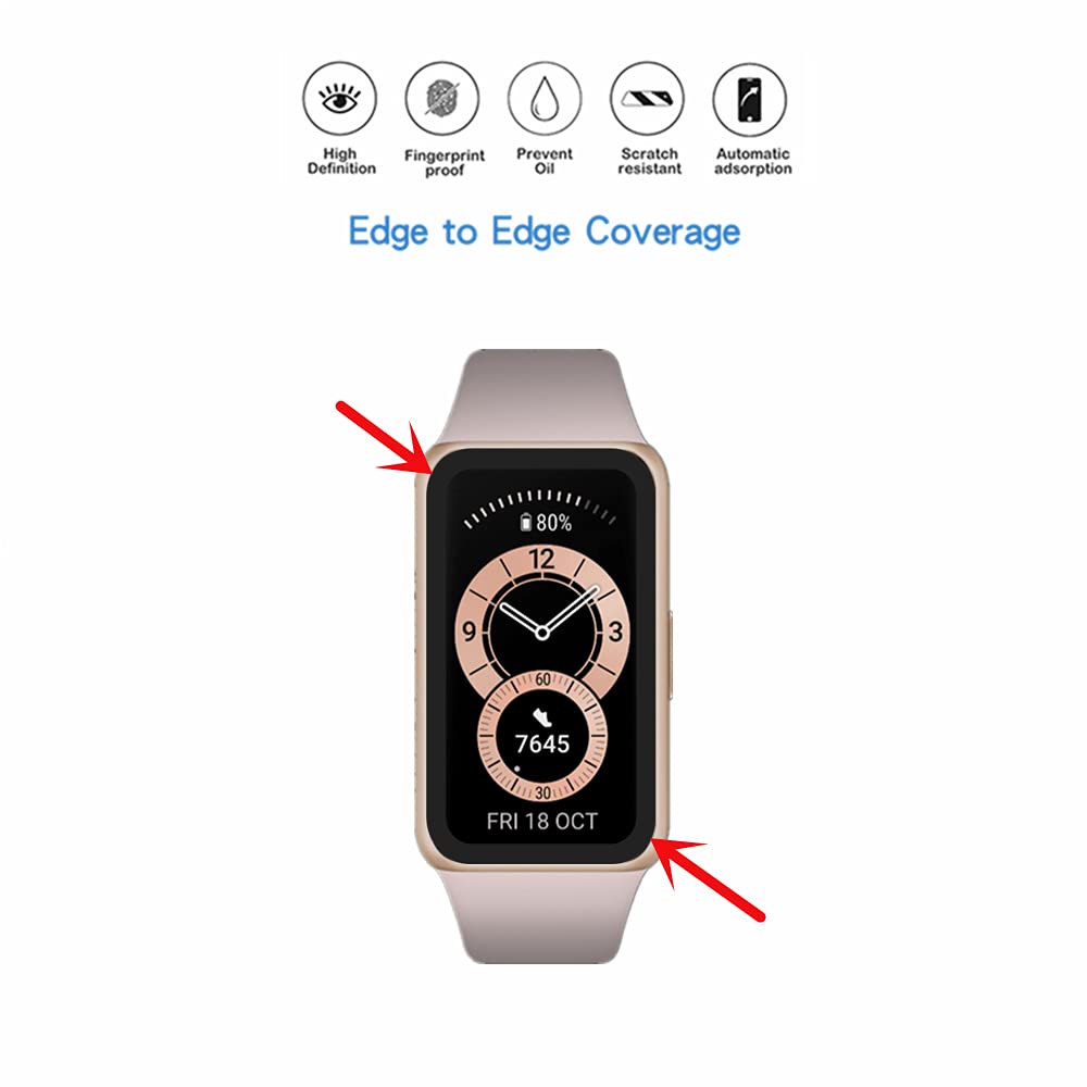 MIHENCE [ 3PCS ] Mihence Compatible for Huawei Band 6 Screen Protector, 3D Full Screen Coverage Case Curved Edge HD Premium Real Screen Protector for Huawei Band 6 Smart Band Fitness Tracker [ TPU ]