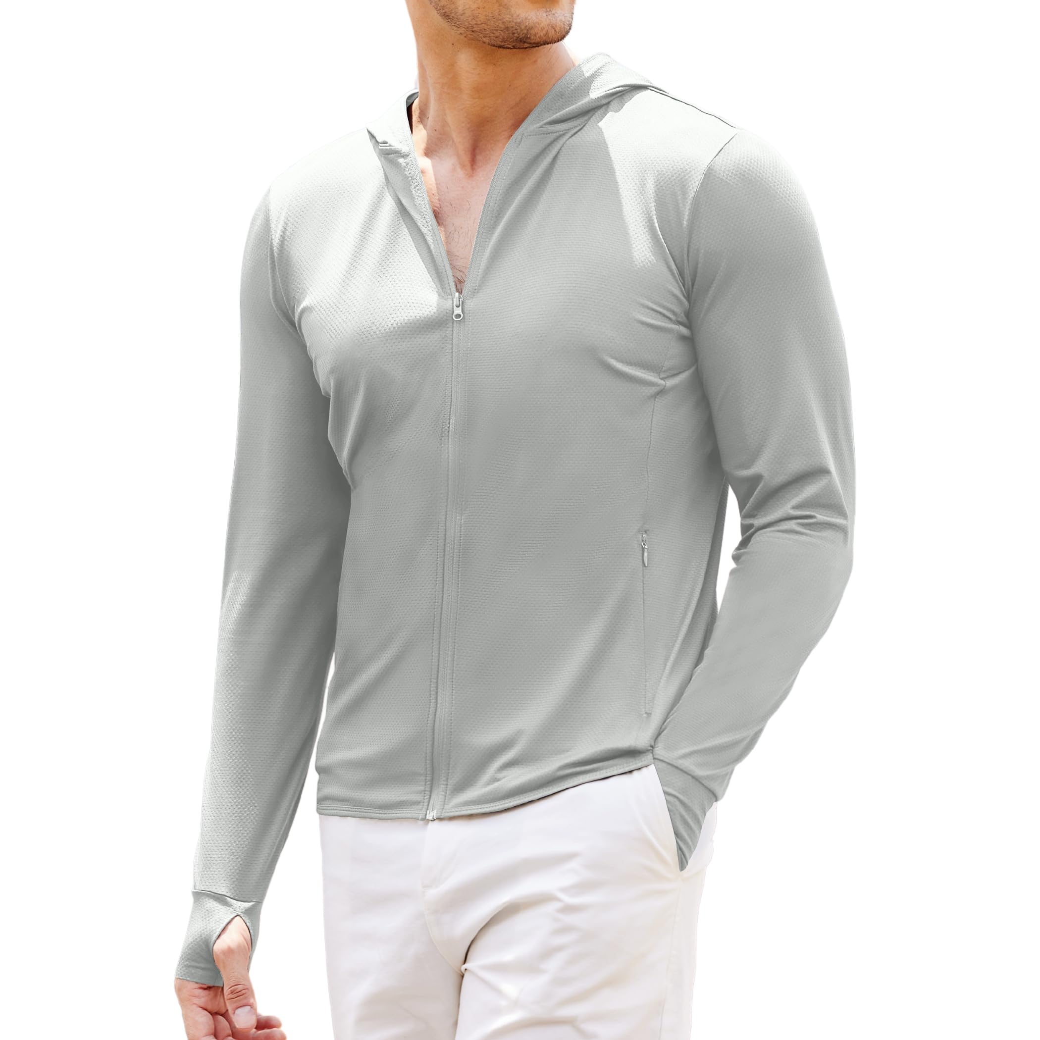 COOFANDY Men Full Zip UPF 50 Sun Protection Hoodie Jacket Long Sleeve Lightweight Breathable UV Shirts with Pockets