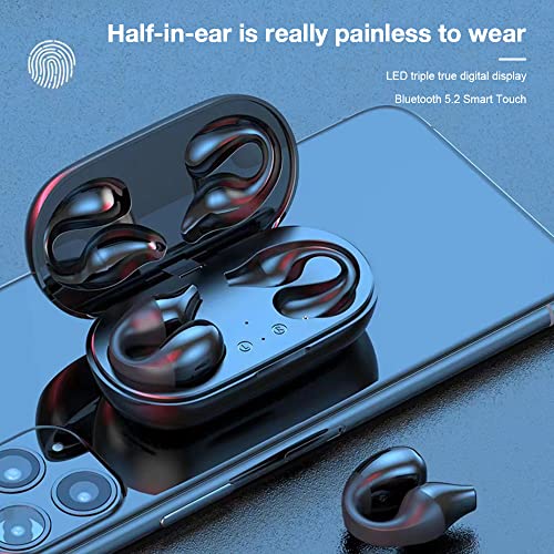 Ear-Clip Bone Conduction Headphones Bluetooth 5.3, Painless Wireless Open Ear Clip on Headphone,Waterproof Mini Sport Running Earring Earphone, Noise Cancelling/HiFi Quality/Long Battery Life