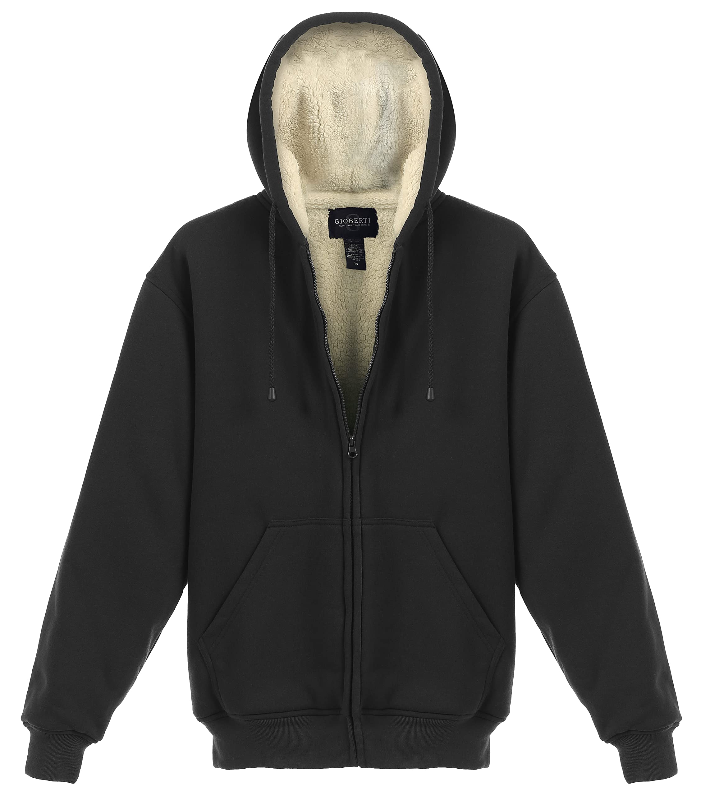 Gioberti Men Heavyweight Sherpa Lined Fleece Hoodie Jacket, Heather Charcoal, Medium