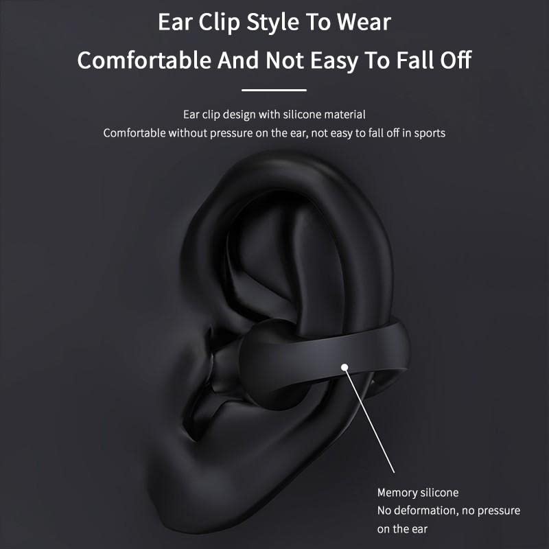 Ear-Clip Bone Conduction Headphones Bluetooth 5.3, Painless Wireless Open Ear Clip on Headphone,Waterproof Mini Sport Running Earring Earphone, Noise Cancelling/HiFi Quality/Long Battery Life