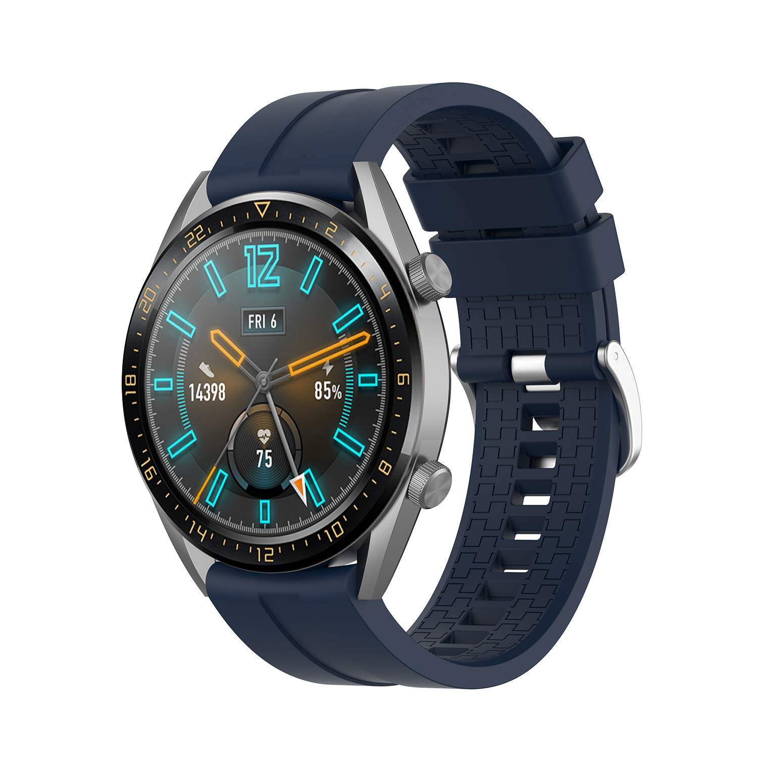 Chofit Band Compatible with Huawei Watch GT2 46mm/GT Active Watch/Samsung Galaxy Watch 46mm/Gear S3, 22MM Silicone Replacement Wristband Strap, 3 Pack (Blue&Black&Orange)