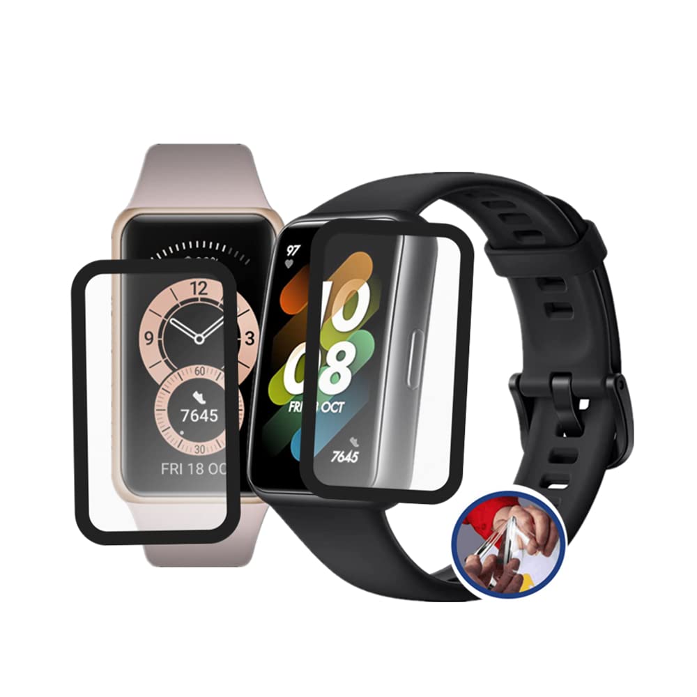 MIHENCE [ 3PCS ] Mihence Compatible for Huawei Band 6 Screen Protector, 3D Full Screen Coverage Case Curved Edge HD Premium Real Screen Protector for Huawei Band 6 Smart Band Fitness Tracker [ TPU ]