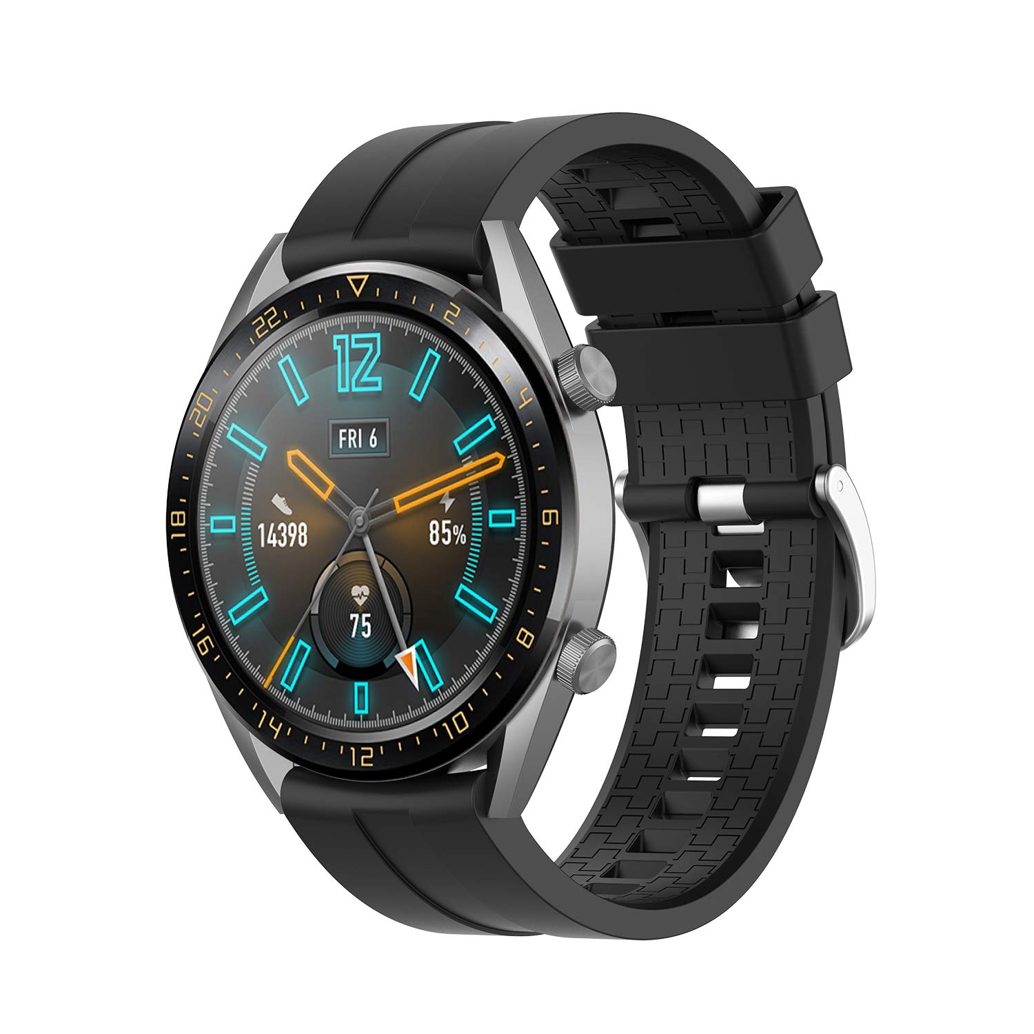 Chofit Band Compatible with Huawei Watch GT2 46mm/GT Active Watch/Samsung Galaxy Watch 46mm/Gear S3, 22MM Silicone Replacement Wristband Strap, 3 Pack (Blue&Black&Orange)
