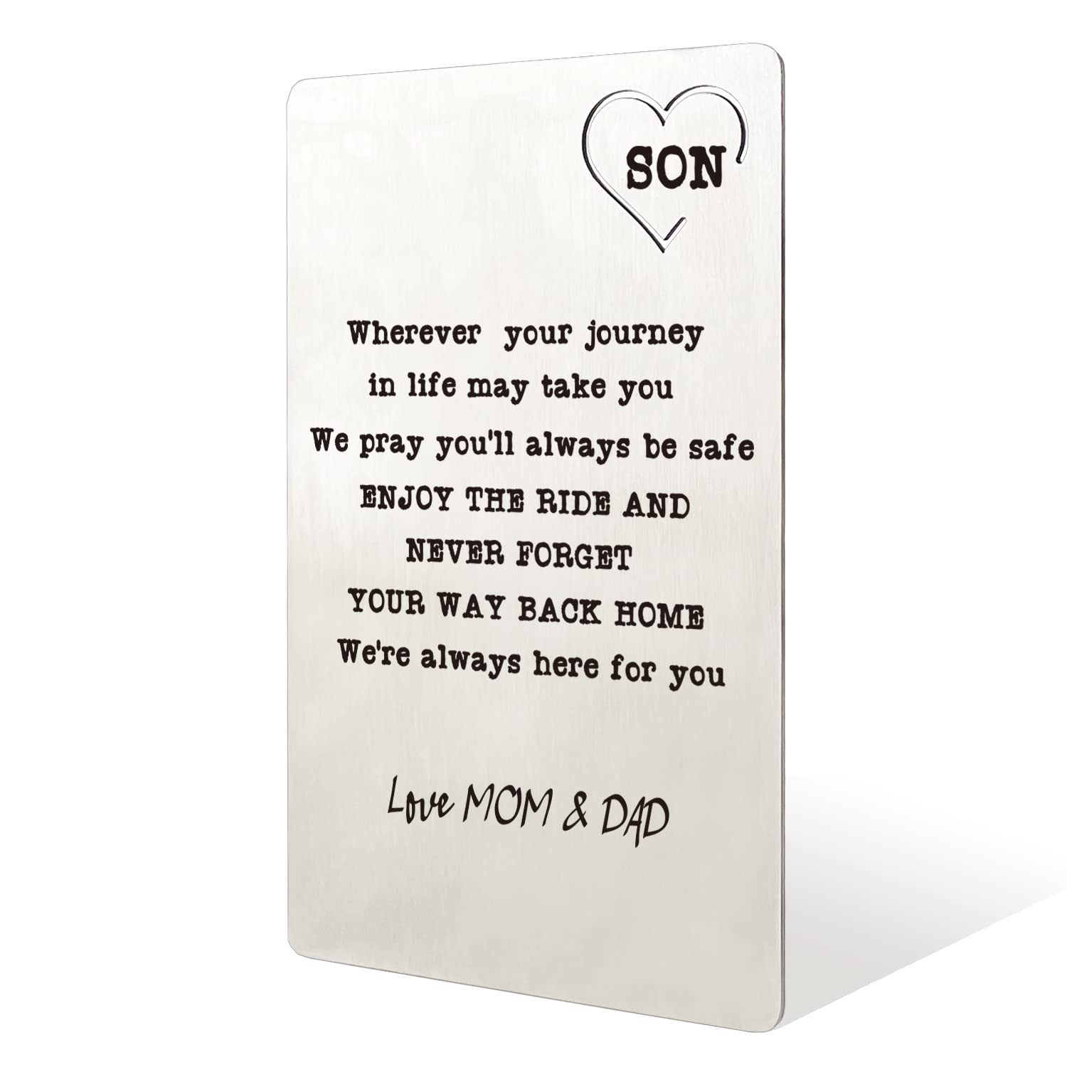 Son Engraved Metal Wallet Card, To Our Son Gifts from Mom and Dad, Engraved Wallet Insert Son, Son Birthday Card, Graduation Gifts