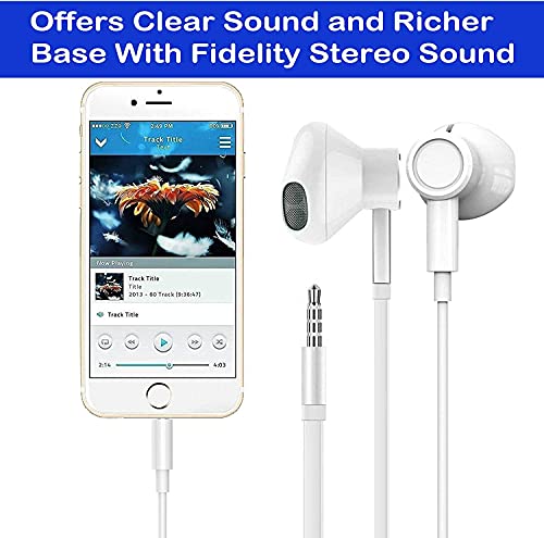2 Pack Earbuds/Headphones/Earphones with 3.5mm Wired in Ear Headphone Plug Built-in Microphone & Volume Control for iPhone Android Phone PC Computer Laptop