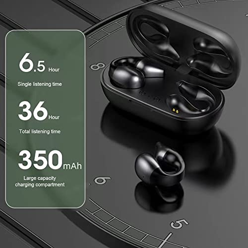 Ear-Clip Bone Conduction Headphones Bluetooth 5.3, Painless Wireless Open Ear Clip on Headphone,Waterproof Mini Sport Running Earring Earphone, Noise Cancelling/HiFi Quality/Long Battery Life