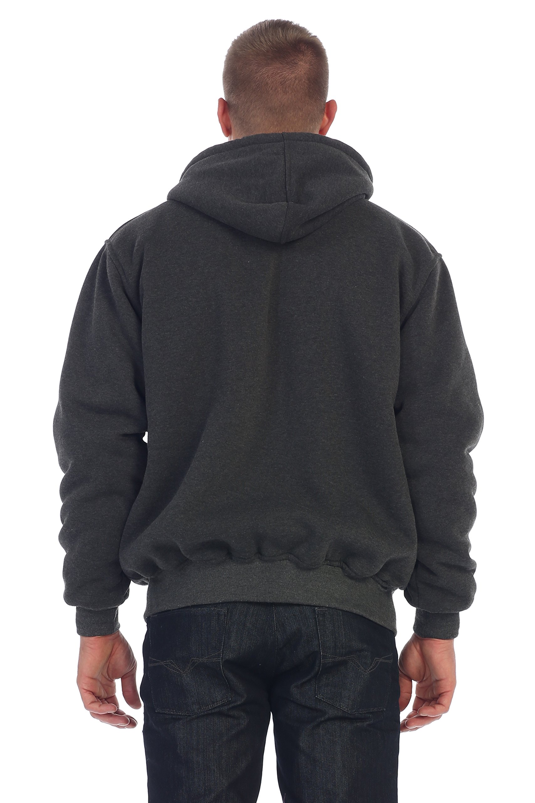 Gioberti Men Heavyweight Sherpa Lined Fleece Hoodie Jacket, Heather Charcoal, Medium