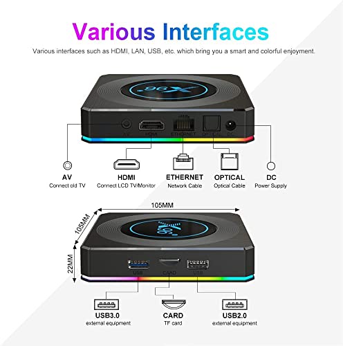 VAPEYS Android TV Box 11.0 S905X4 Quad-Core Smart TV Box Support 2.4Ghz/5Ghz WiFi Bluetooth 4.0, 8K 4K HD Tv Streaming Device,4G+64GB