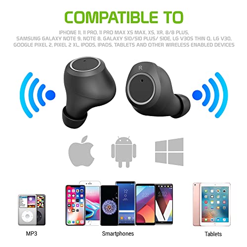 Wireless V5 Bluetooth Earbuds Works for Oppo A53 5G with Charging case for in Ear Headphones. (V5.0 Black)