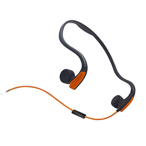 LBFXQ Bone Conduction Earphone, Bone Conduction Headphones Wired 3.5Mm Waterproof, Noise Reduction Mic Hands-Free for Smart Phones Notebook,Orange