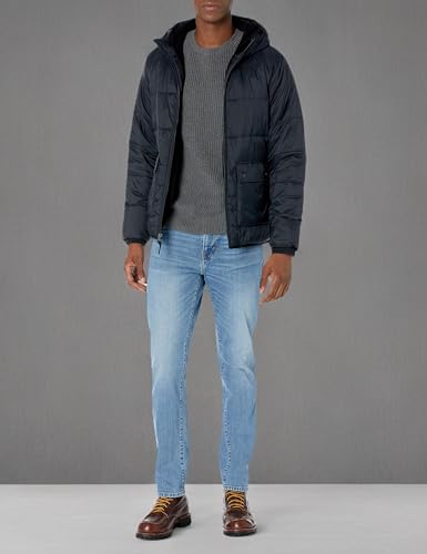 Amazon Essentials Men's Long-Sleeve Water-Resistant Sherpa-Lined Puffer Jacket, Black, Medium