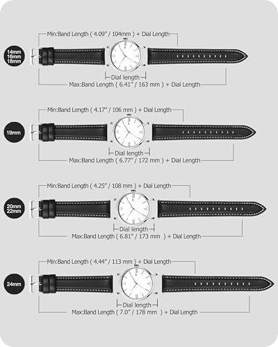 Fullmosa 18mm Leather Watch Bands Compatible with Garmin Vivoactive 4S/Vivomove 3S/Active S/Venu 2S/Move 3S,Black