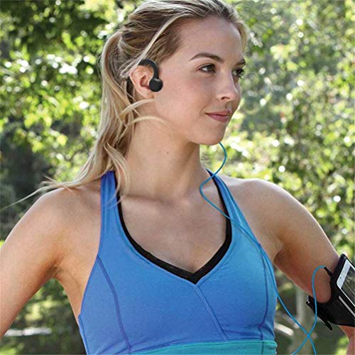 LBFXQ Bone Conduction Earphone, Bone Conduction Headphones Wired 3.5Mm Waterproof, Noise Reduction Mic Hands-Free for Smart Phones Notebook,Orange