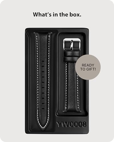 Fullmosa 18mm Leather Watch Bands Compatible with Garmin Vivoactive 4S/Vivomove 3S/Active S/Venu 2S/Move 3S,Black