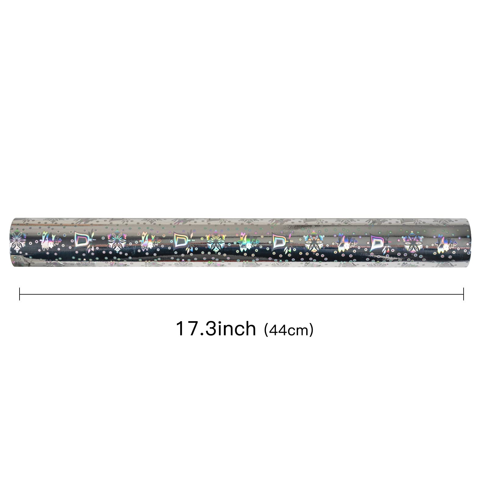 LeZakaa Christmas Holographic Wrapping Paper - Mini Roll - Reindeer and Bell Print for Gift Wrap - 17.32 inches x 32.8 Feet (47.23 sq.ft.)