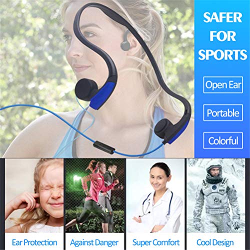 LBFXQ Bone Conduction Earphone, Bone Conduction Headphones Wired 3.5Mm Waterproof, Noise Reduction Mic Hands-Free for Smart Phones Notebook,Orange