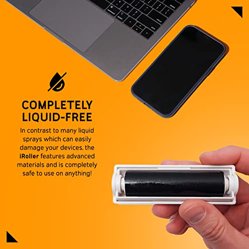 iRoller Premium Screen Cleaner, Reusable Liquid-Less, Non-Chemical Phone Cleaning Roller for iPhone, iPad, Laptop, MacBook, Computer Monitors, TV & Smartphones - No Wipes, Cloth or Spray Required
