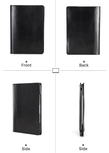 CataPurus Top Grain Leather 13.3" Slim Laptop Folio Case Protector, Vintage Open Style, Fully Handmade, Compatible with MacBook Pro 13.3" MacBook Air M1/M2 ZENBOOK 13.3" & Other PC, Black 13.3 Inch