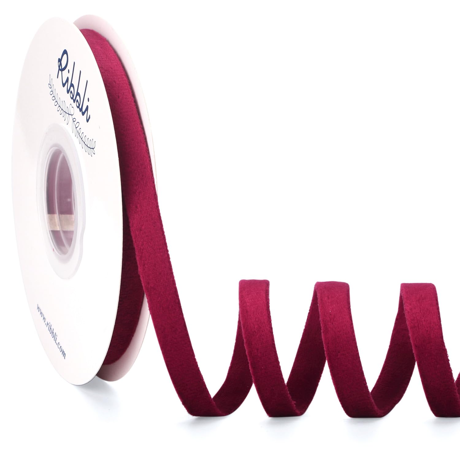 Ribbli Burgundy Velvet Ribbon Double Faced 3/8 Inch 10-Yard Spool Burgundy Ribbon Use for Christmas Tree Ornaments Gift Wrapping Wreath Decoration Wedding Boutonnieres