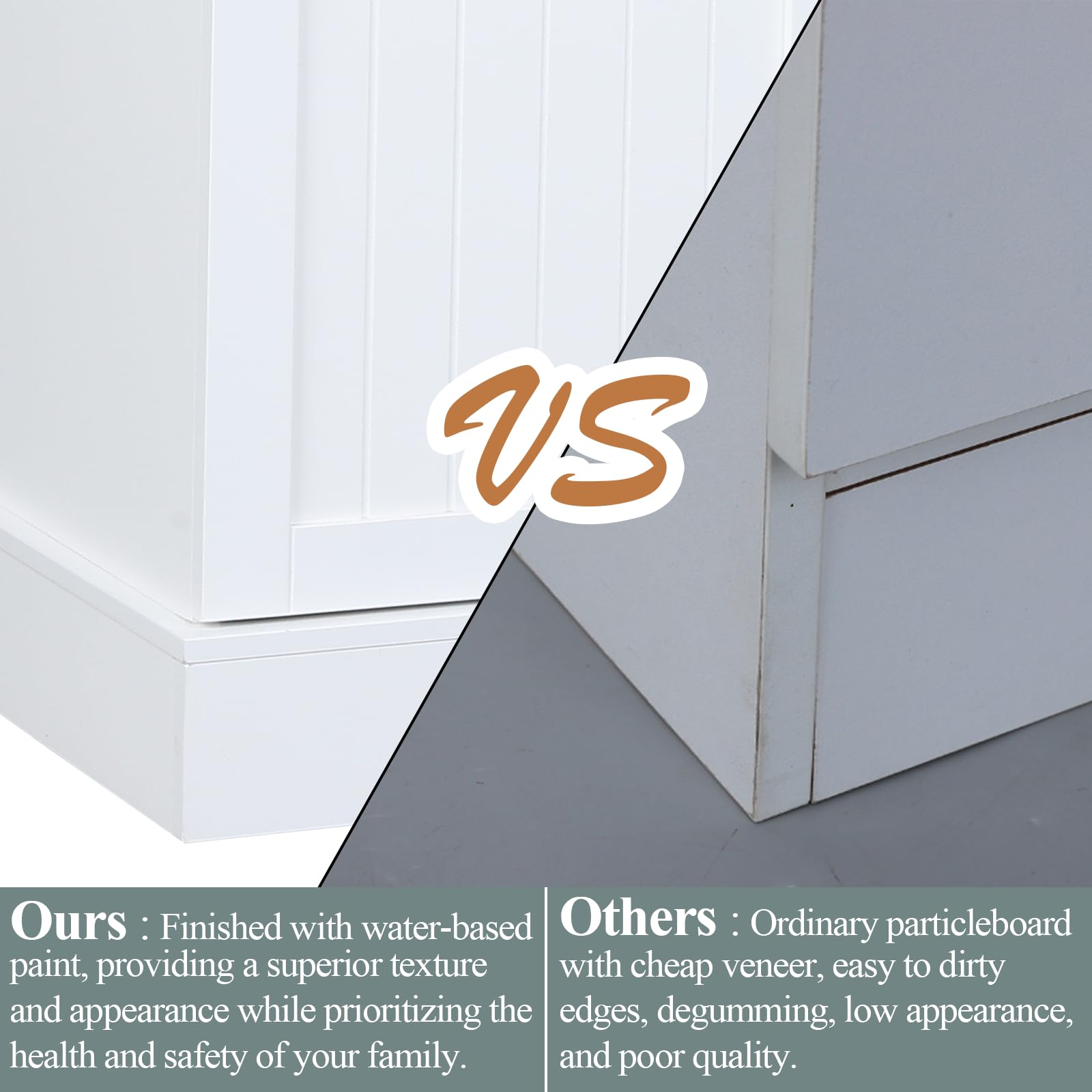 Gyfimoie Sideboard Buffet Cabinet with 2 Drawers, Farmhouse Kitchen Pantry Cabinet with Adjustable Shelves, Coffee Bar Cupboard Cabinet with 3 Doors for Kitchen, Dining Room (White)