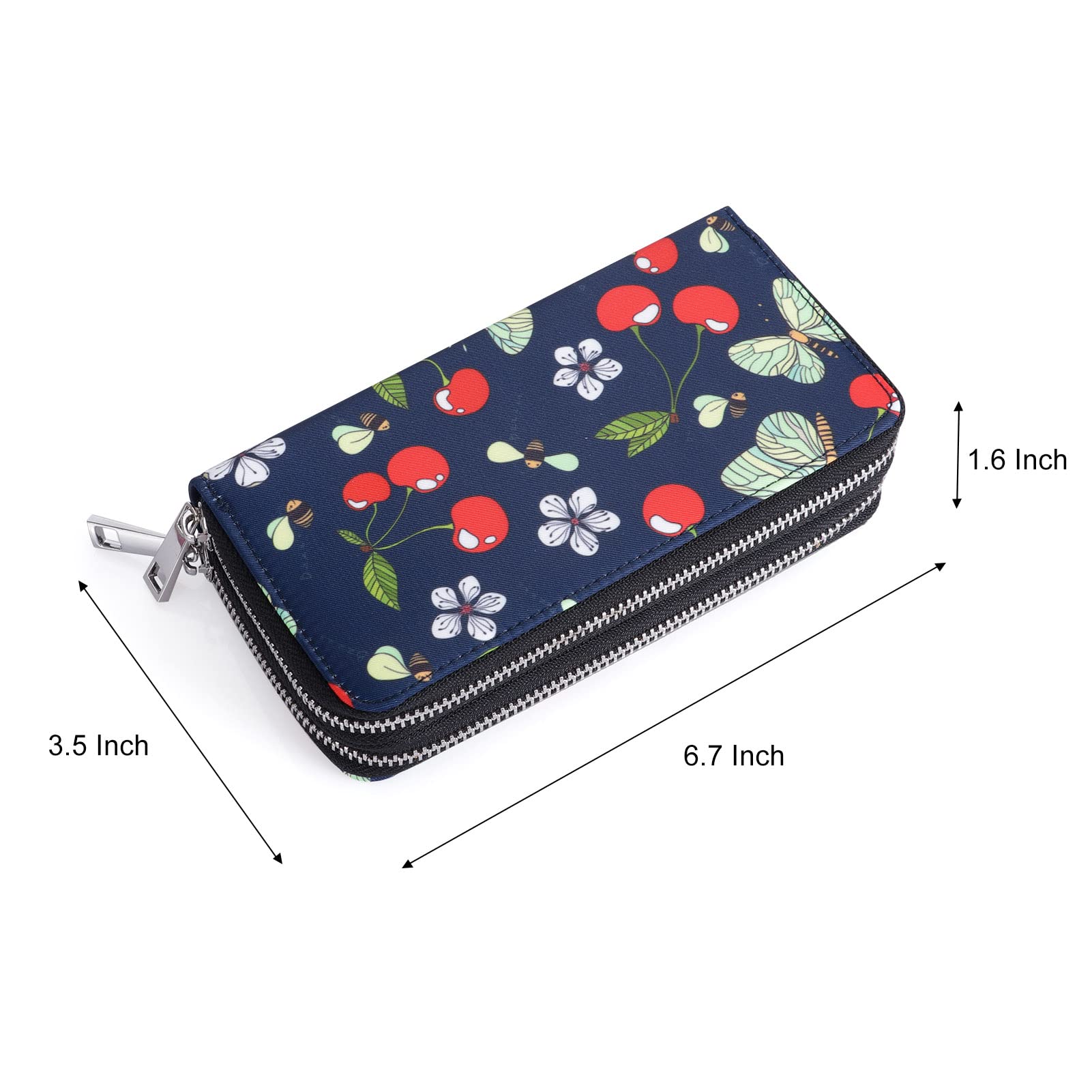 Abberry Double Zipper Wristlet Wallet Long Clutch Purse Cellphone Wallet for Women (Cherry)
